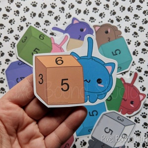 Chibi Cat With D6 Stickers and Magnets - Etsy