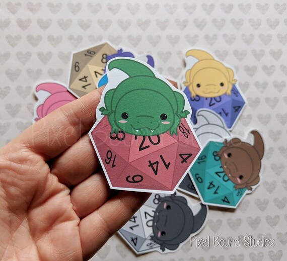 Chibi T-rex Baby Dinosaur on D20 Stickers and Magnets | Etsy