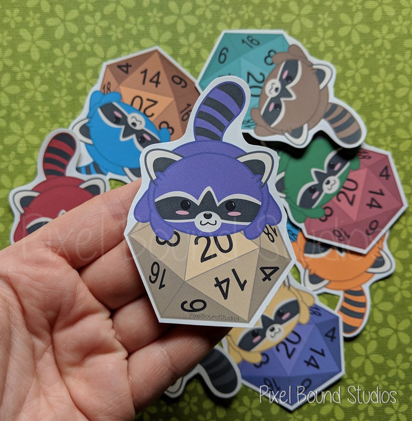 Chibi Raccoon D20 Stickers and Magnets - Etsy