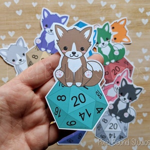 Cute Kawaii Wolf D20 Stickers and Magnets - Etsy