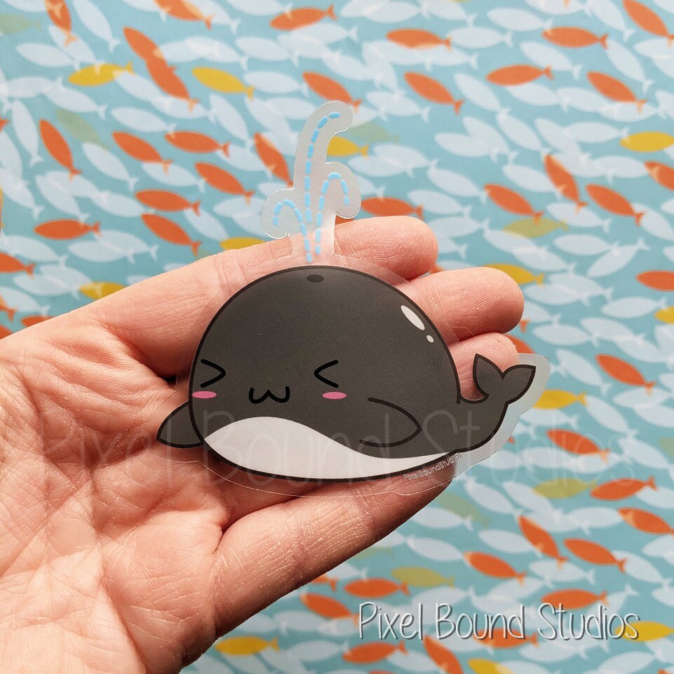 Chibi Cute Whale Art Clear Vinyl Sticker for Phone Car | Etsy