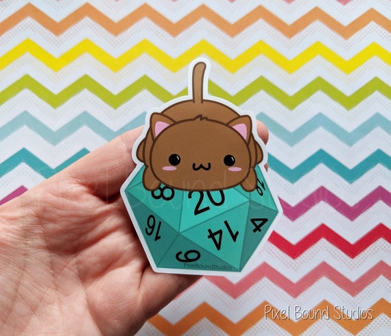 Chibi Cute Cat D20 Vinyl Sticker for Phone Car Tablet | Etsy