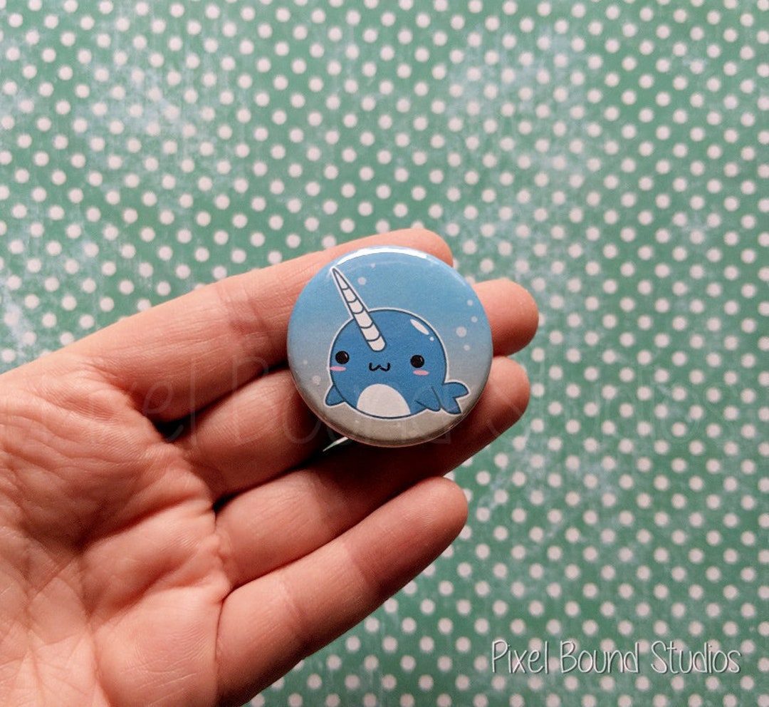 Chibi Cute Narwhal Baby Whale Art 1.5 Inch Button - Etsy