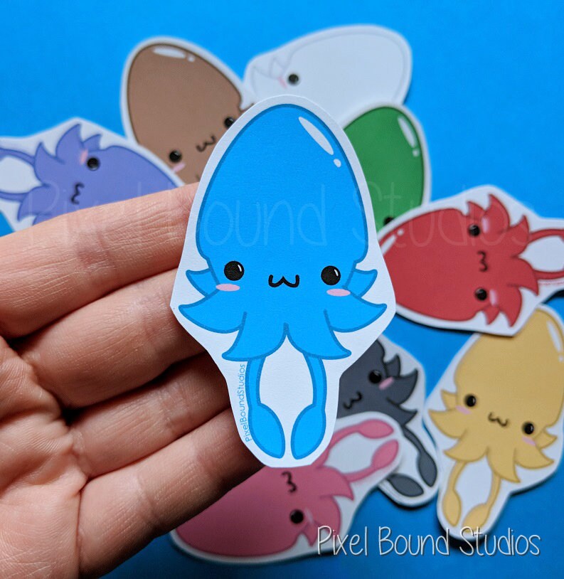 Chibi Squid Stickers and Magnets | Etsy