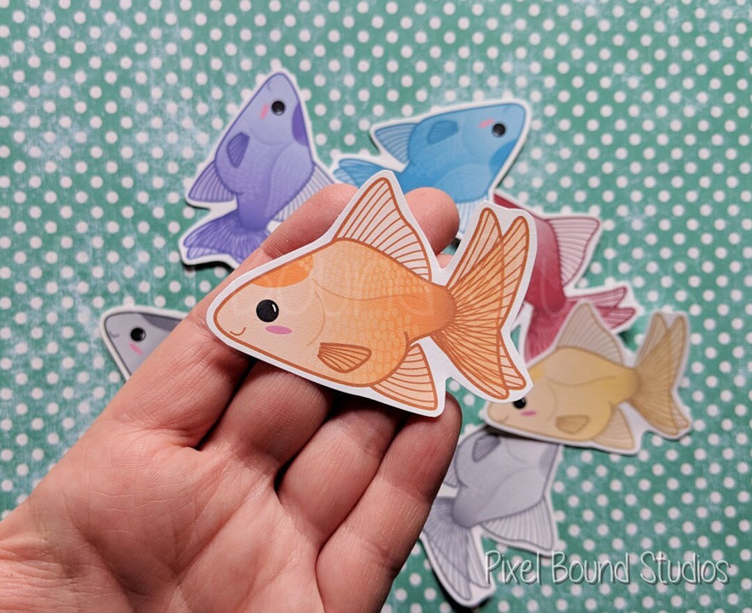 Chibi Cute Ryukin Goldfish Stickers and Magnets - Etsy