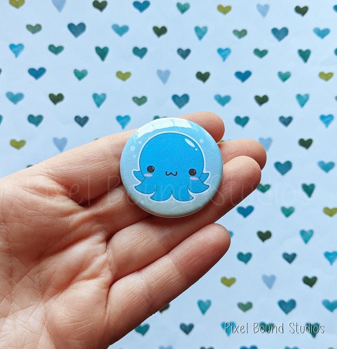 Chibi Cute Octopus Art 1.5 Inch Button - Etsy