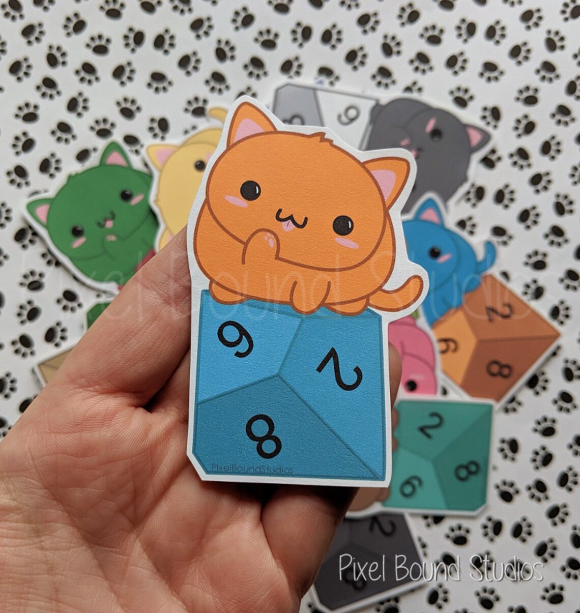 Chibi Cat With D10 Stickers and Magnets - Etsy