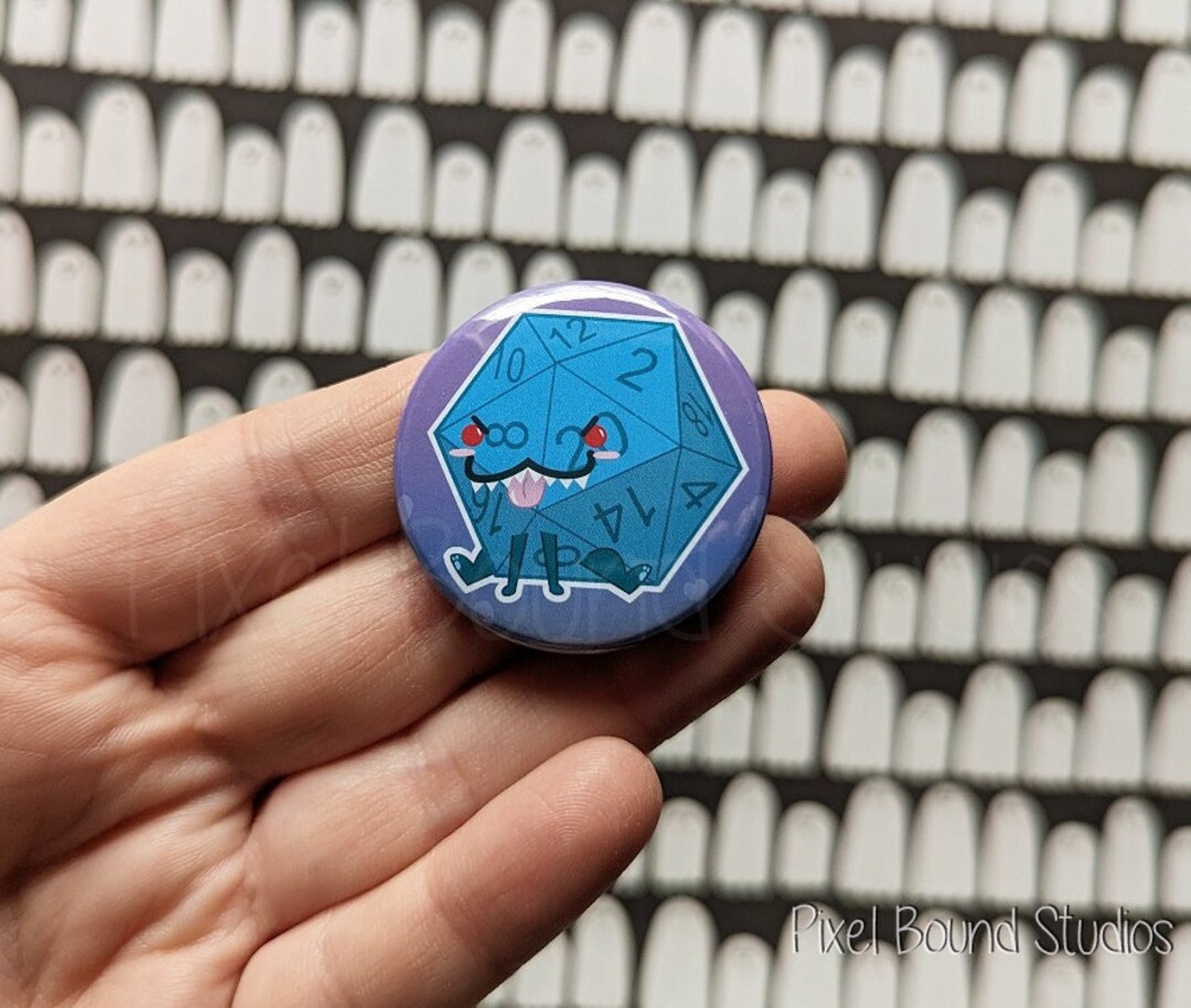 Chibi Mimic D20 1.5 Inch Button - Etsy