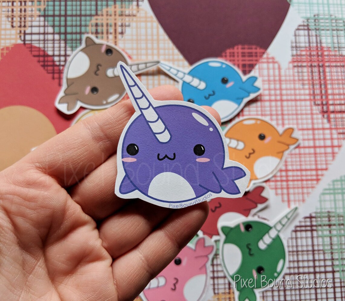 Chibi Narwhal Stickers and Magnets - Etsy