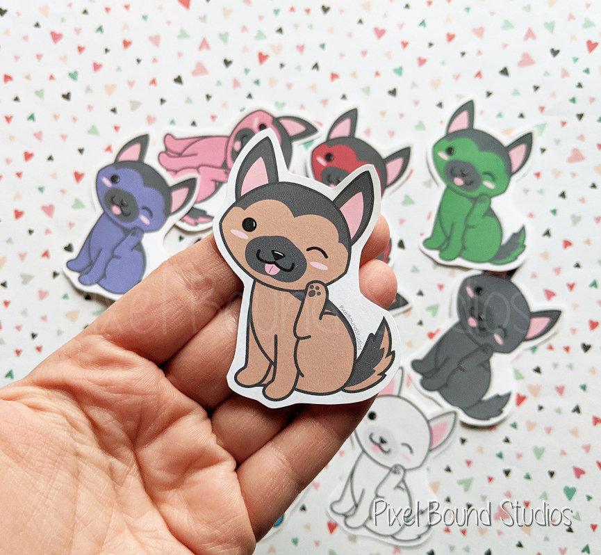 Chibi German Shepherd Stickers and Magnets | Etsy