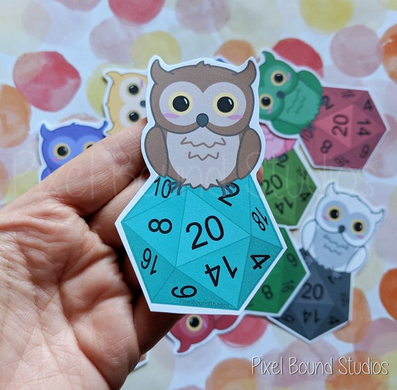 Chibi Cute Horned Owl D20 Stickers and Magnets | Etsy