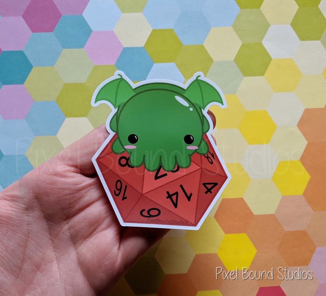 Chibi Cthulhu on D20 Vinyl Sticker - Etsy
