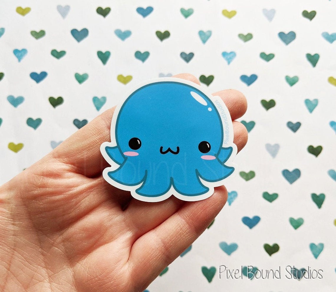 Chibi Cute Octopus Art Vinyl Sticker for Phone Car Tablet | Etsy