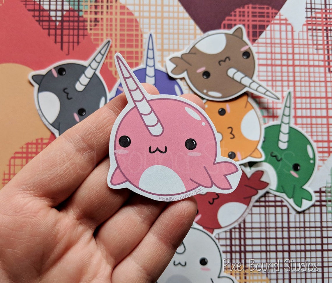 Chibi Narwhal Stickers and Magnets - Etsy