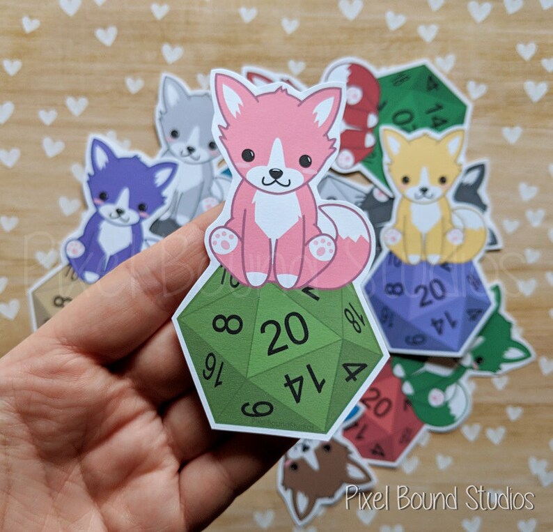 Chibi Wolf D20 Stickers and Magnets - Etsy