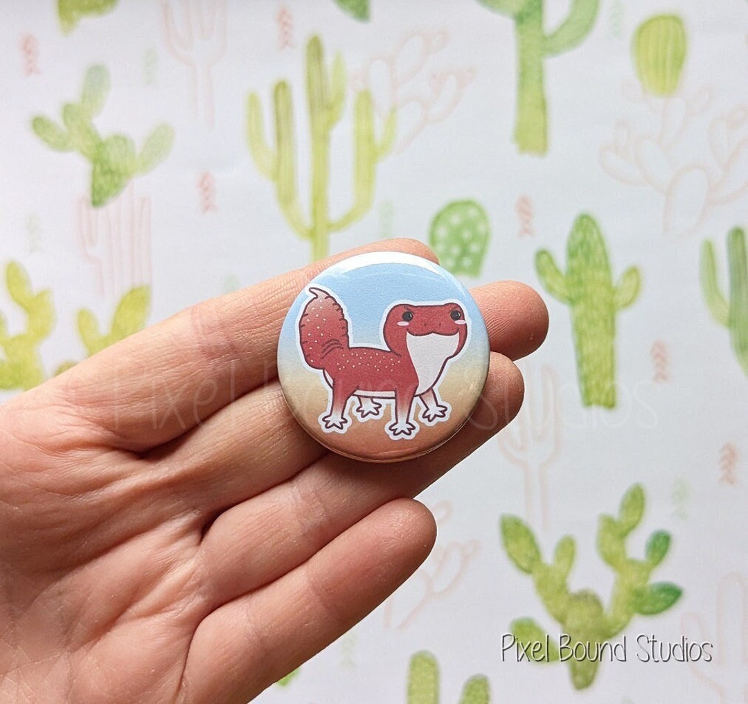 Chibi Cute Knob Tailed Gecko Art 1.5 Inch Button - Etsy