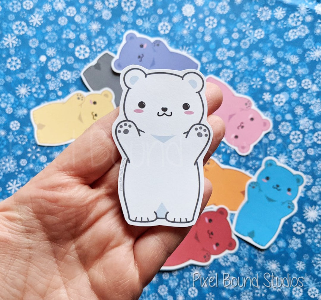 Cute Kawaii Polar Bear Stickers and Magnets - Etsy