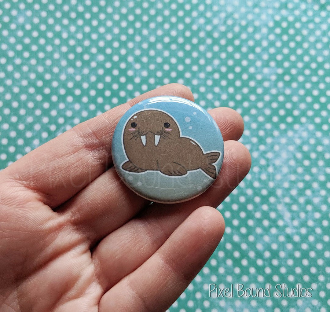 Chibi Cute Walrus Art 1.5 Inch Button - Etsy