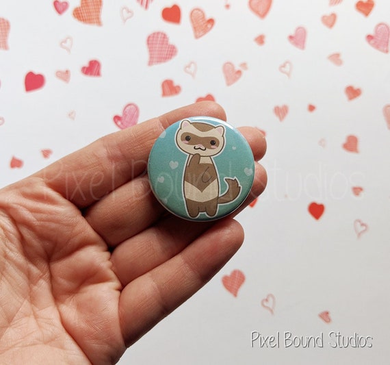 Chibi Cute Ferret Baby Animal Art 1.5 Inch Button | Etsy
