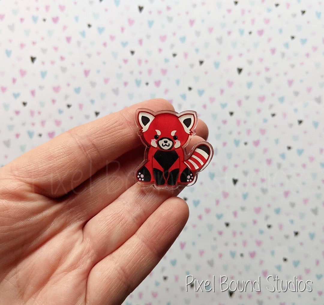 Kawaii Cute Red Panda Acrylic Pin - Etsy