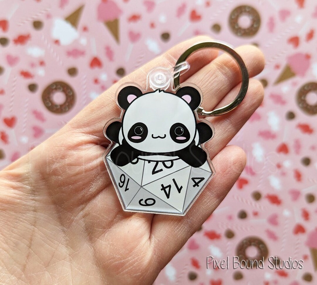 Kawaii Cute Panda D20 Acrylic Keychain - Etsy