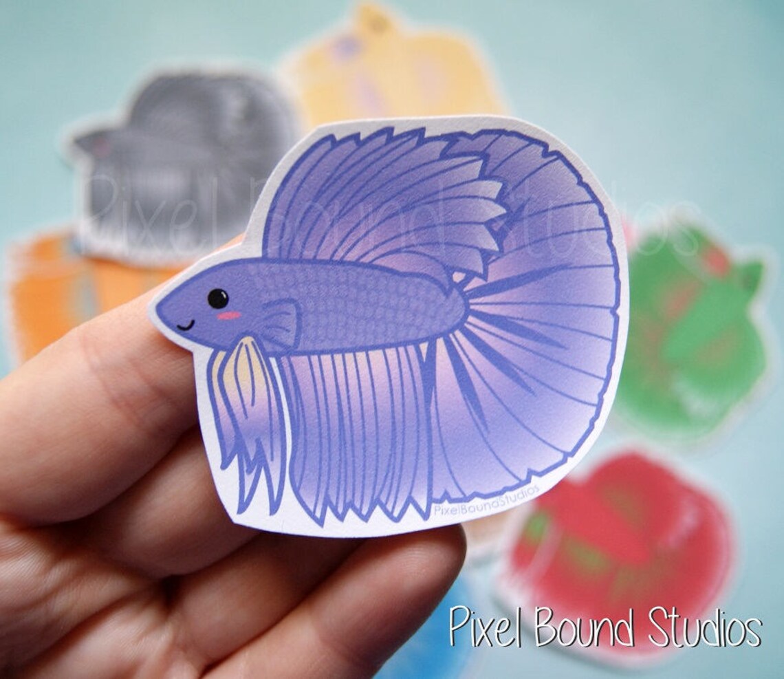 Chibi Halfmoon Betta Stickers and Magnets - Etsy