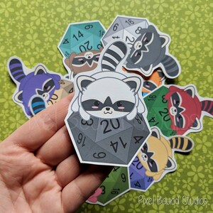 Chibi Raccoon D20 Stickers and Magnets - Etsy