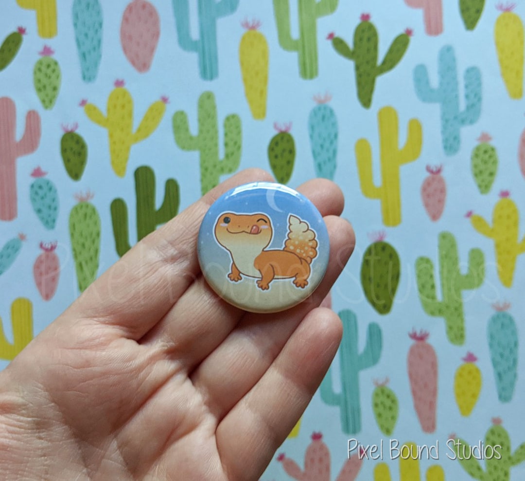 Chibi Cute Leopard Gecko Art 1.5 Inch Button - Etsy
