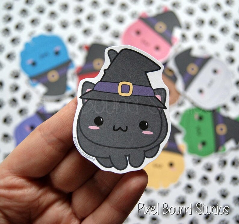 Chibi Witch Cat Stickers and Magnets - Etsy