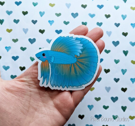 Chibi Cute Halfmoon Betta Art Clear Vinyl Sticker for Phone | Etsy