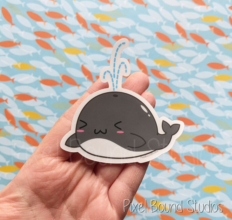 Chibi Cute Whale Art Clear Vinyl Sticker for Phone Car | Etsy