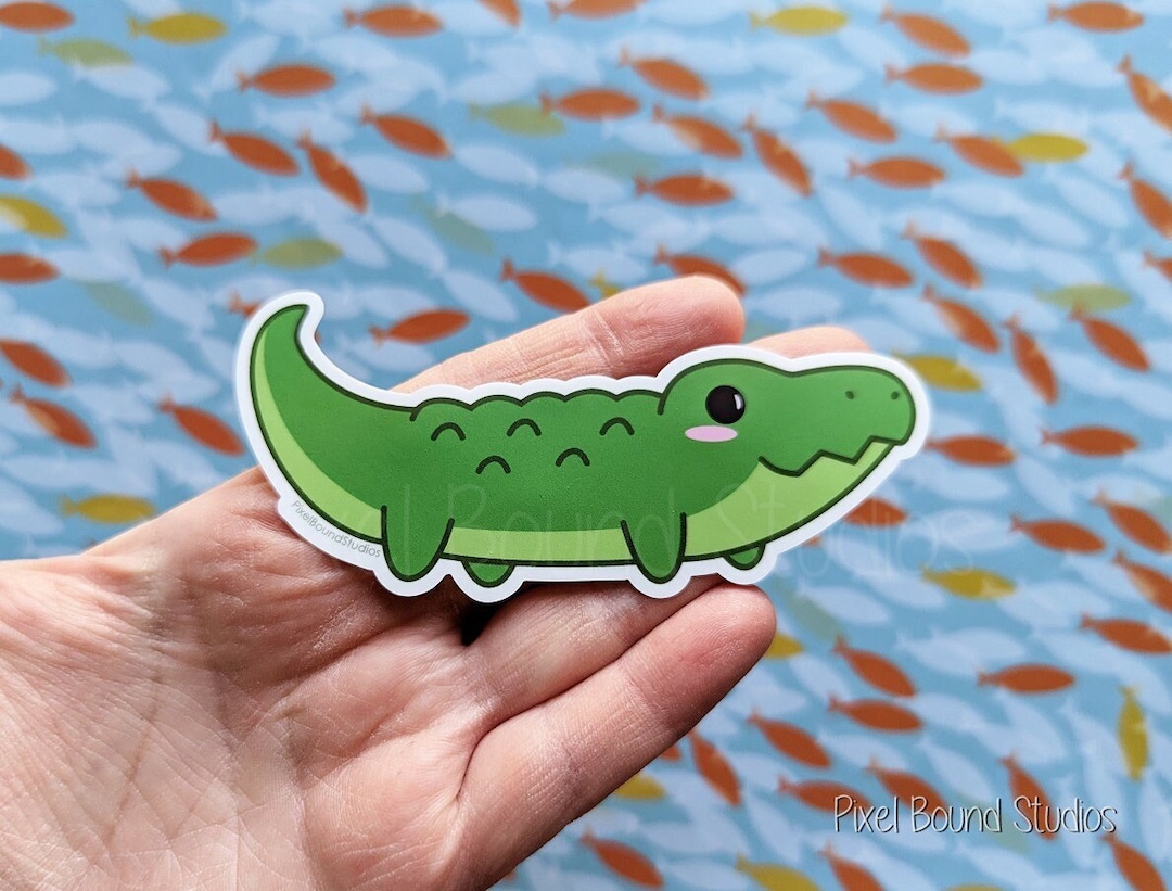 Chibi Cute Alligator Vinyl Sticker - Etsy