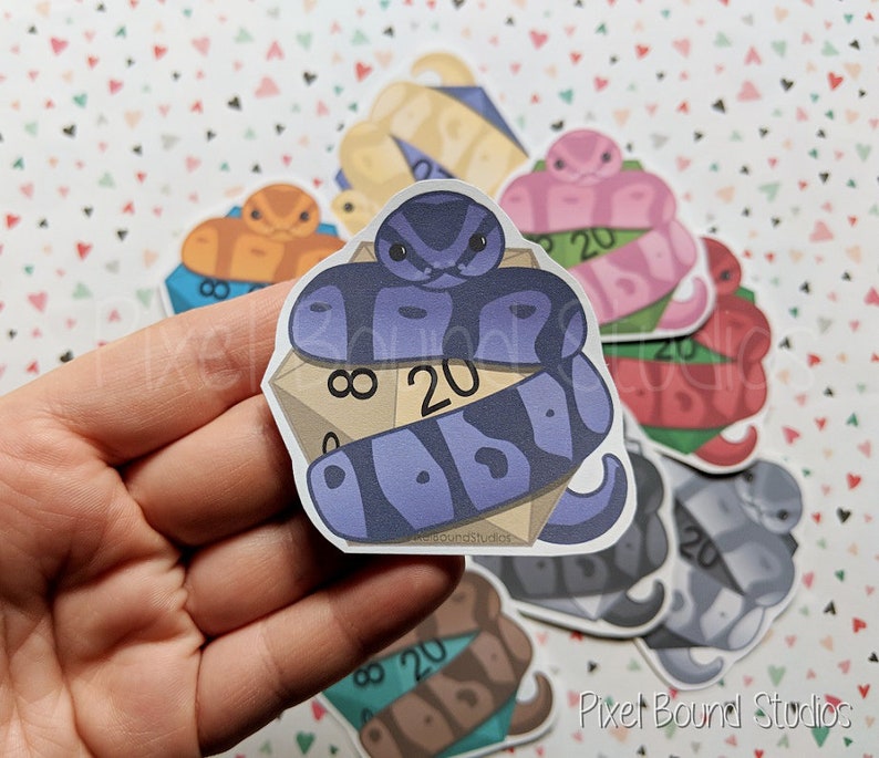Chibi Ball Python D20 Stickers and Magnets - Etsy Denmark