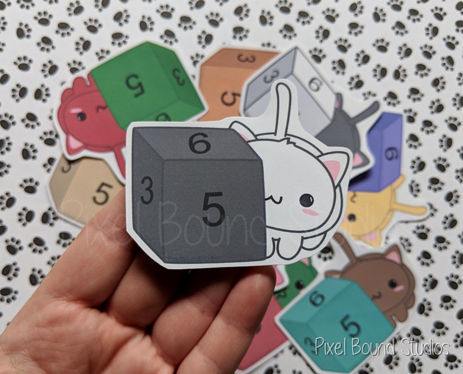 Chibi Cat With D6 Stickers and Magnets - Etsy