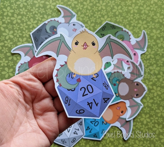 Chibi Cockatrice on D20 Stickers and Magnets | Etsy