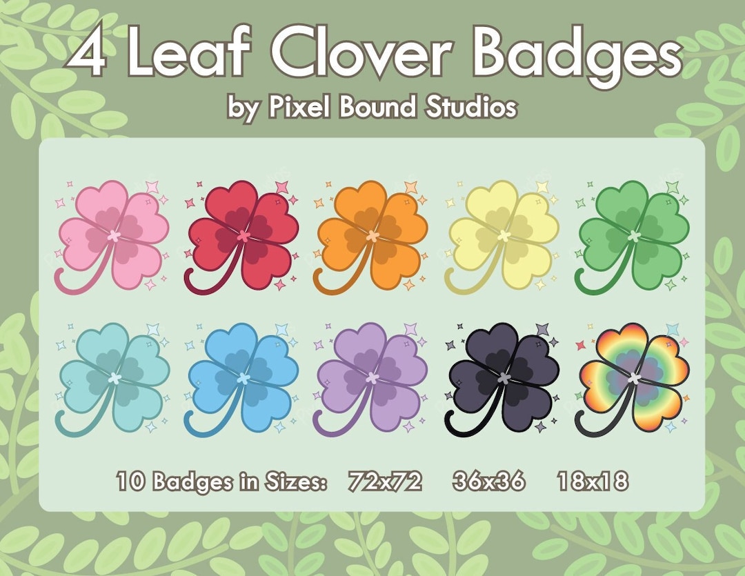 4 Leaf Clover Twitch Sub Badges | Twitch Bit Badges | Tabletop Emote ...
