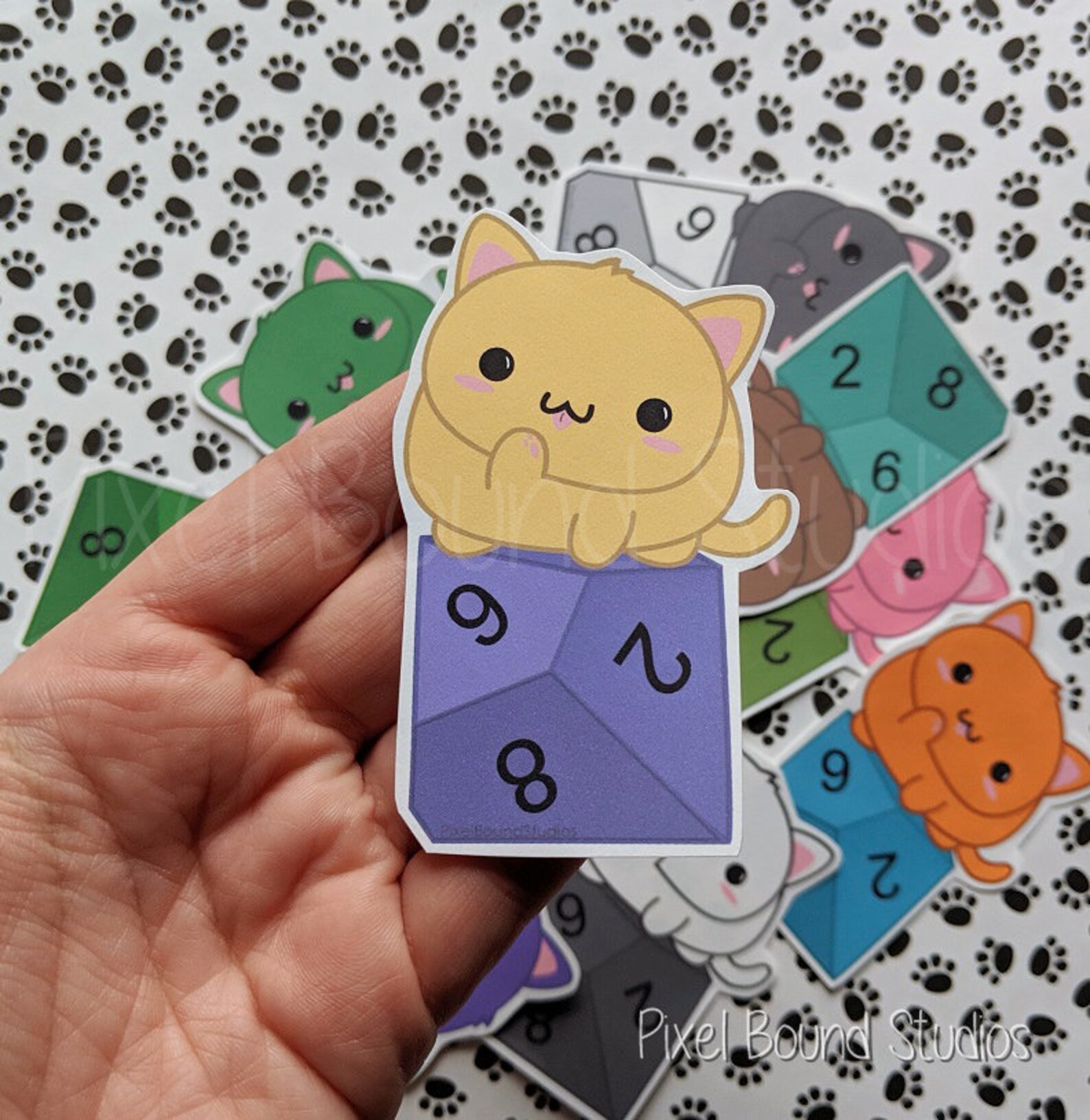 Chibi Cat With D10 Stickers and Magnets - Etsy