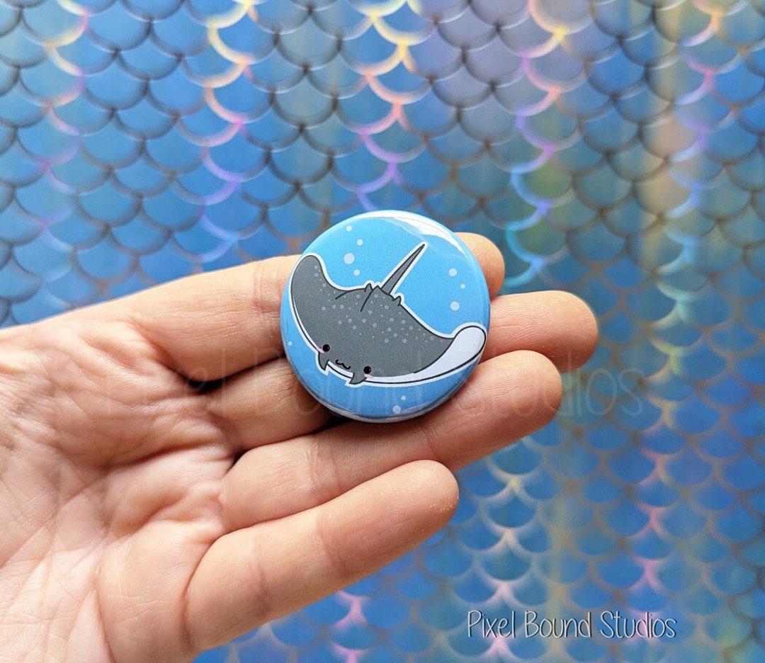 Chibi Cute Manta Ray Art 1.5 Inch Button - Etsy