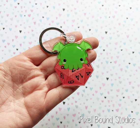 Kawaii Cute Cthulhu d20 Acrylic Keychain | Etsy