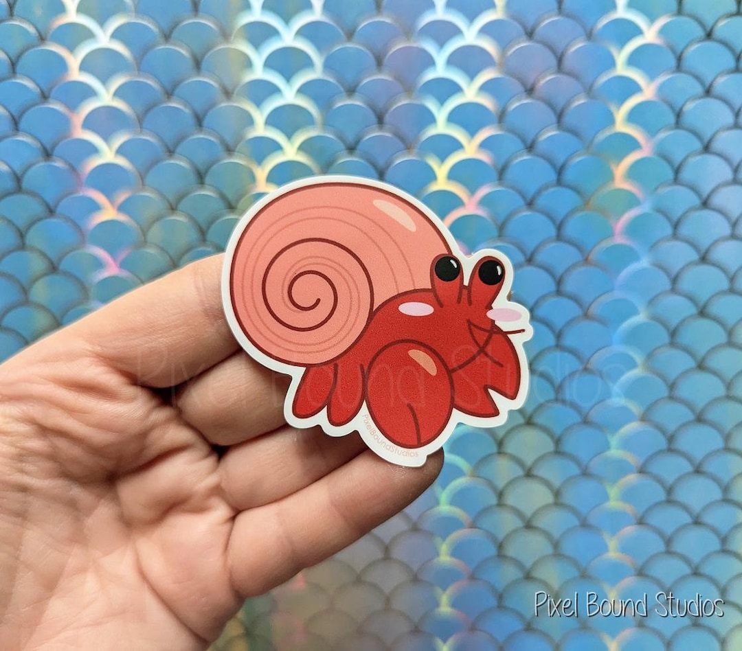 Chibi Cute Hermit Crab Art Vinyl Sticker for Phone, Car, Tablet, Laptop ...