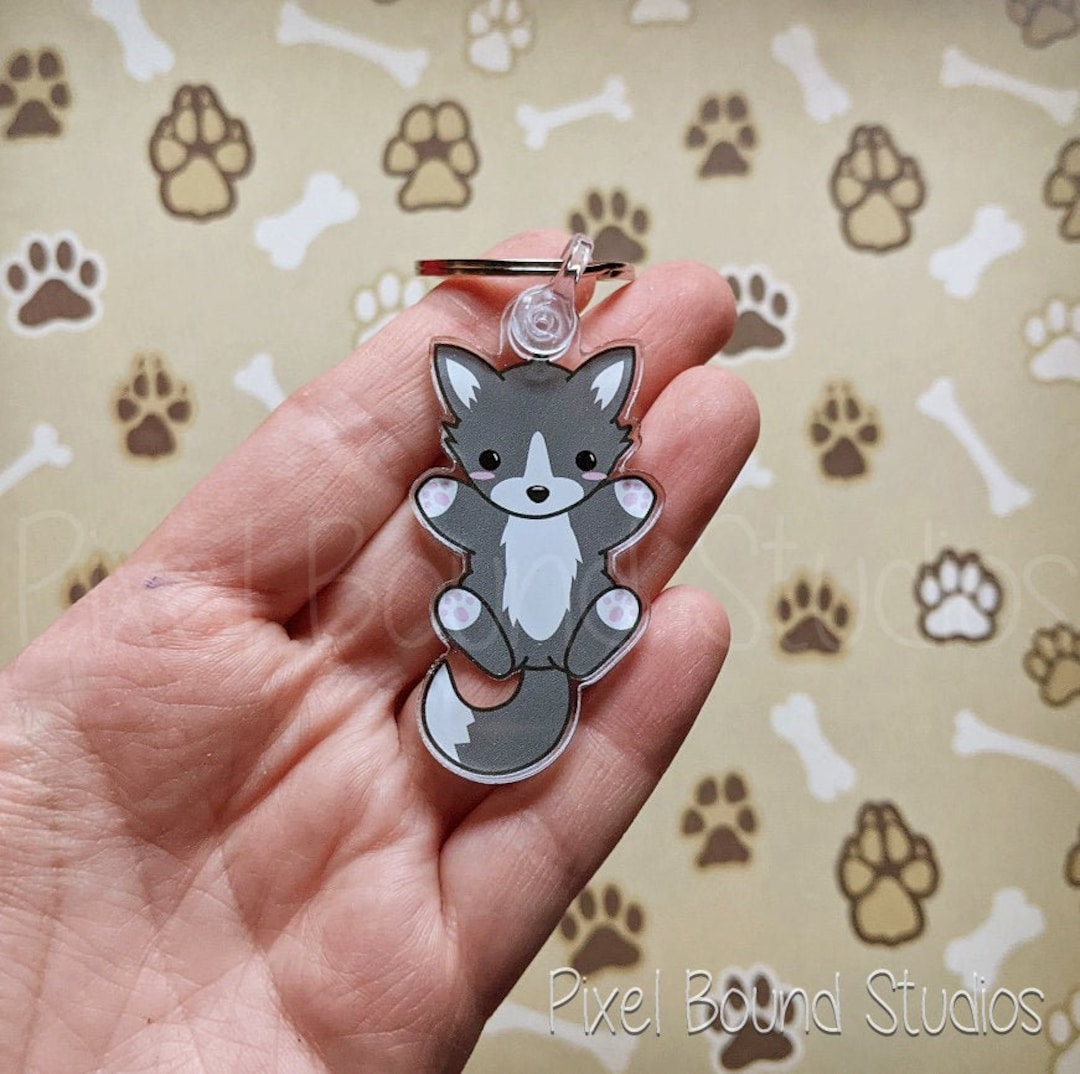 Kawaii Cute Wolf Acrylic Keychain - Etsy