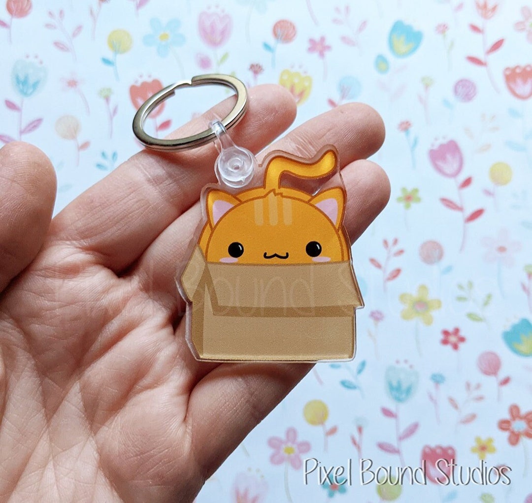 Kawaii Cute Tabby Cat Acrylic Keychain - Etsy