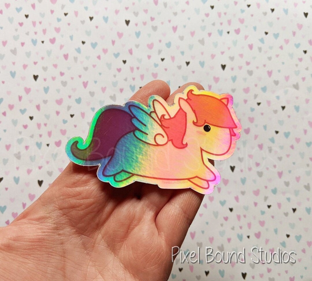 Chibi Cute Pegasus Holographic Vinyl Sticker for Phone, Car, Tablet ...