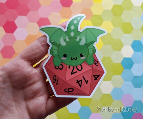 Chibi Cute Dragon D20 Vinyl Sticker for Phone Car Tablet - Etsy