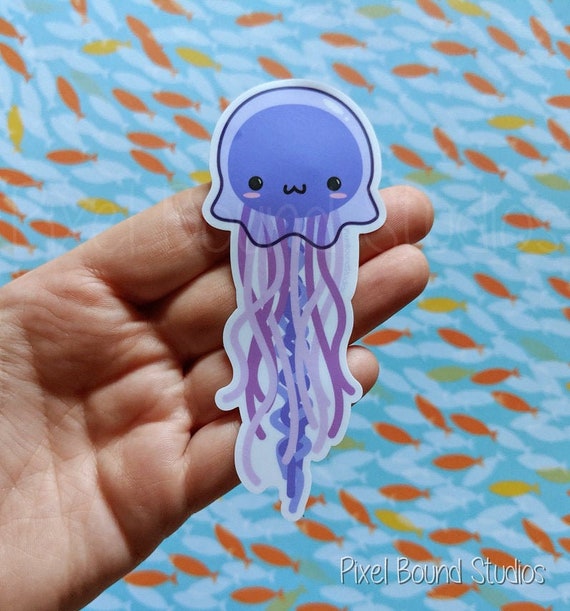 Chibi Cute Jellyfish Vinyl Sticker - Etsy