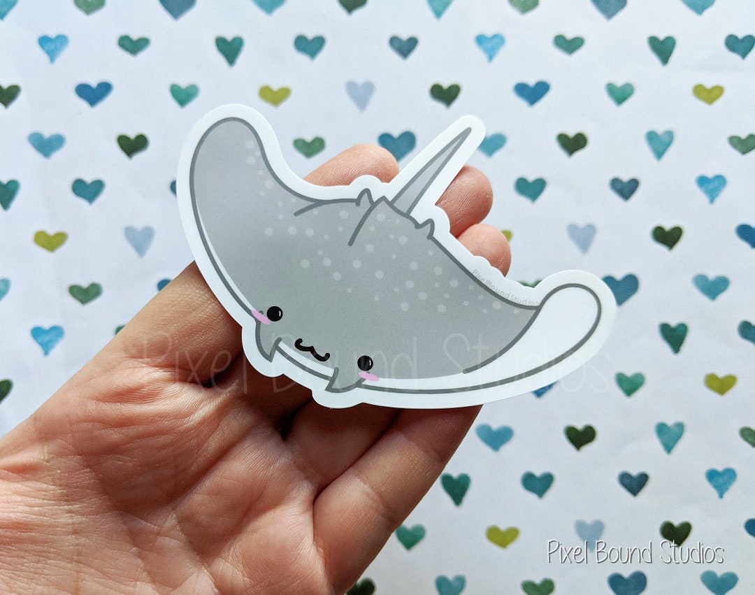 Chibi Cute Manta Ray Vinyl Sticker - Etsy