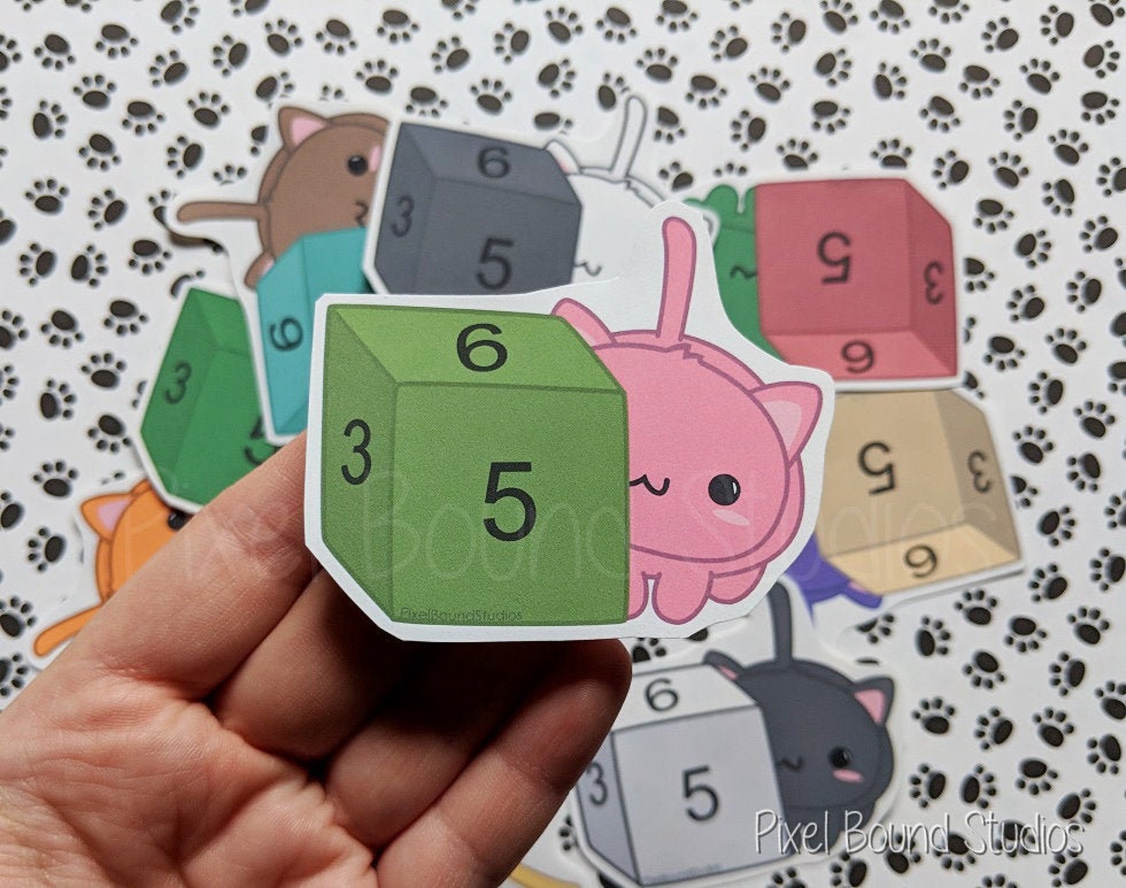 Chibi Cat With D6 Stickers and Magnets - Etsy