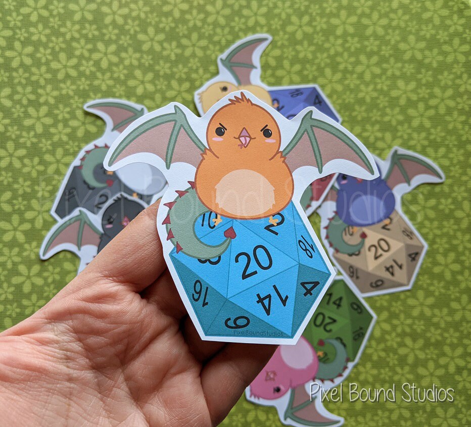 Chibi Cockatrice on d20 Stickers and Magnets | Etsy