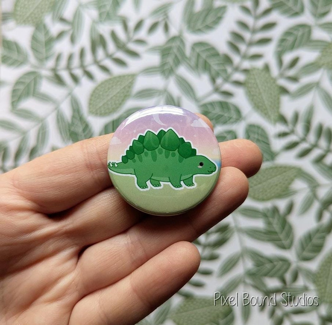 Chibi Cute Stegosaurus 1.5 Inch Baby Dinosaur Art Button - Etsy