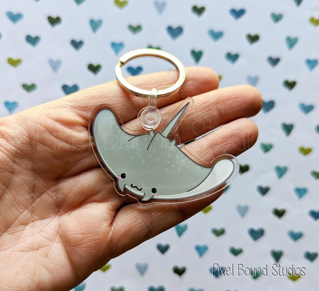 Kawaii Cute Manta Ray Acrylic Keychain - Etsy
